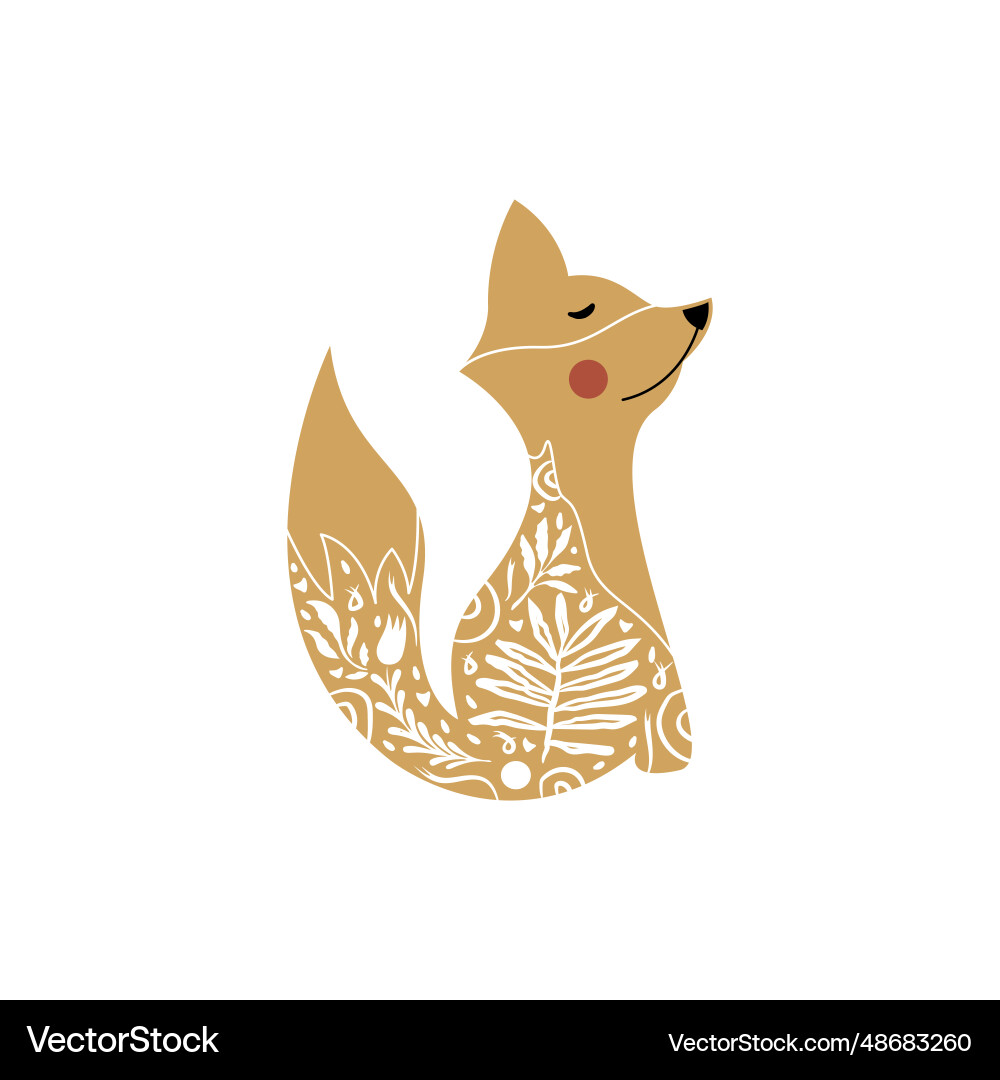 Fox in floral ornament modern boho decorative Vector Image