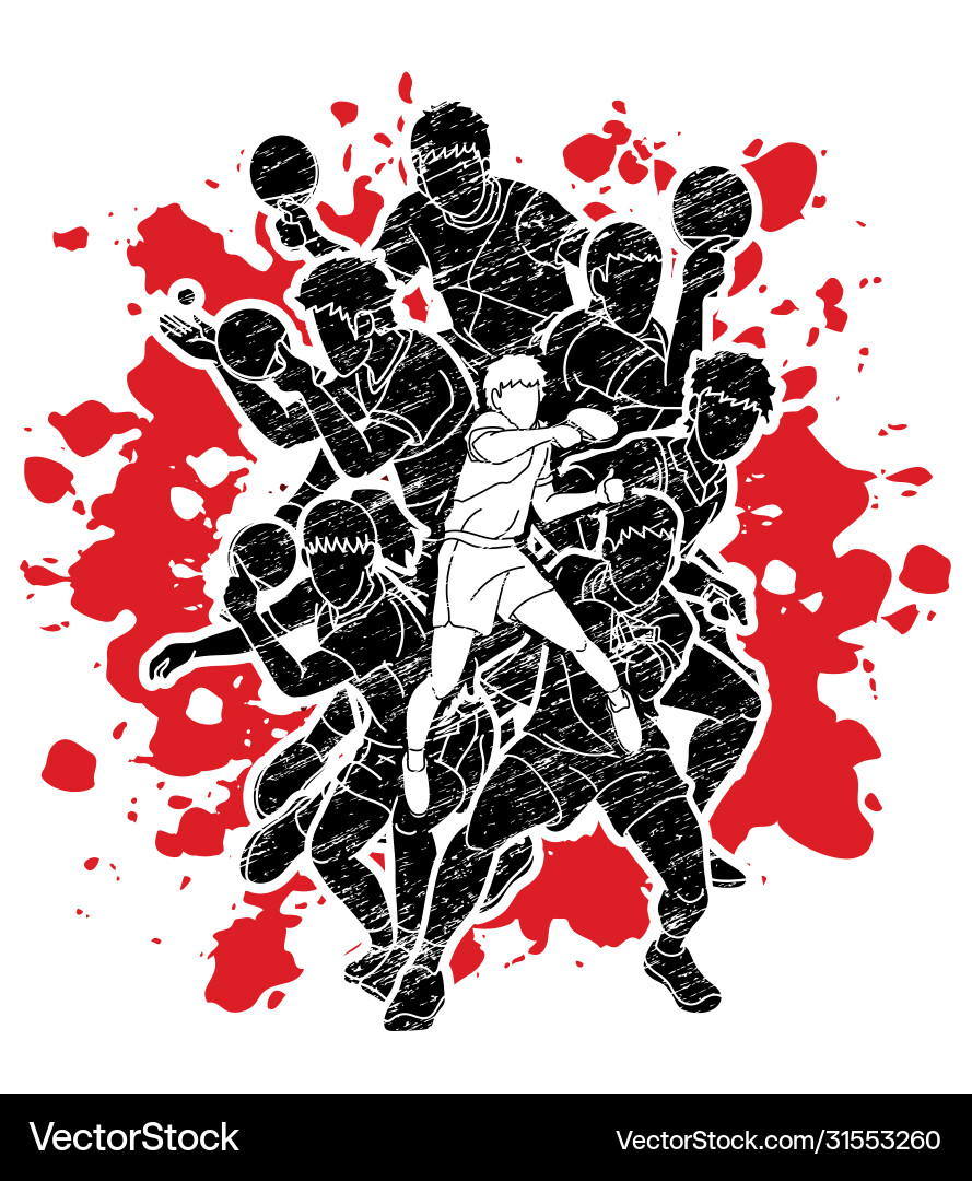 Group ping pong players table tennis Royalty Free Vector
