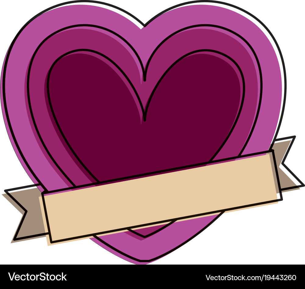 Heart love with ribbon decorative Royalty Free Vector Image