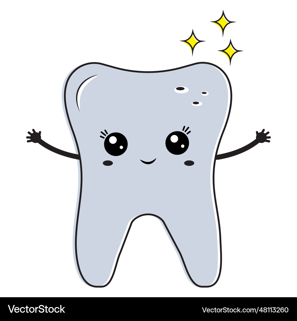 Isolated kawaii tooth color Royalty Free Vector Image