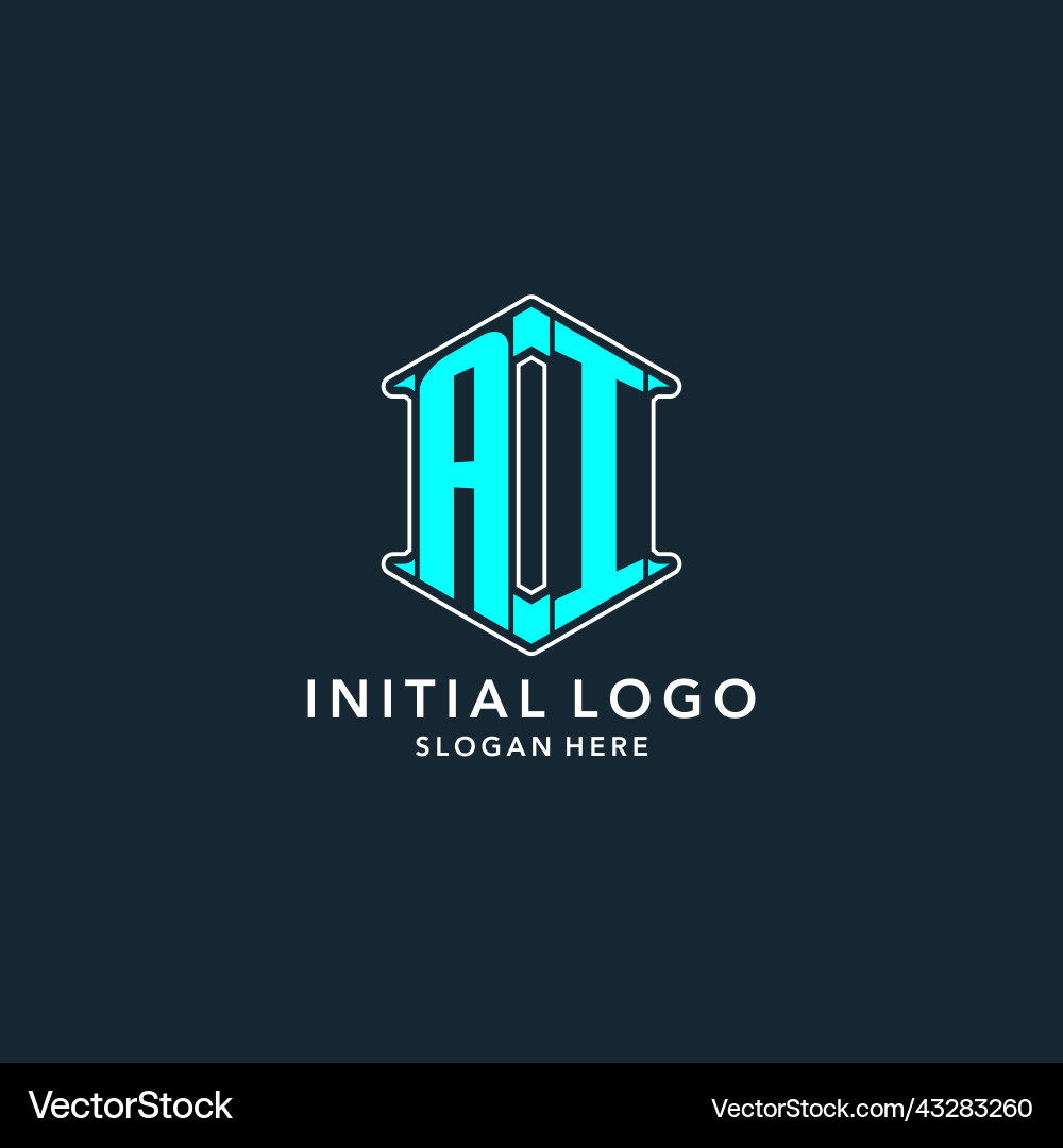 Letter ai logo with hexagon shape geometric style Vector Image