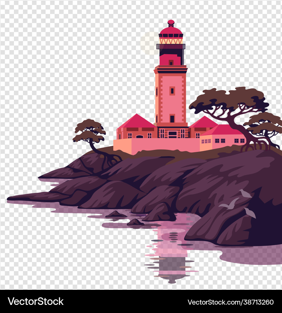 Lighthouse landscape beautiful sea Royalty Free Vector Image