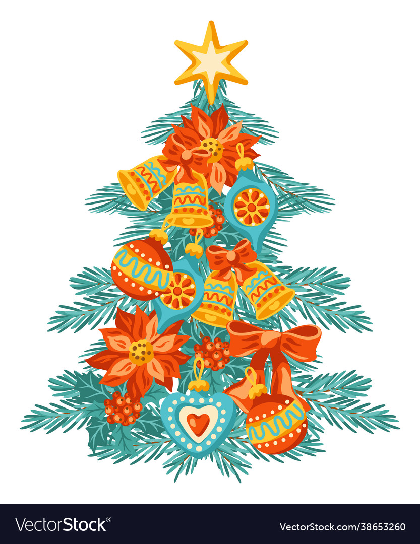 Merry christmas tree decoration design holiday Vector Image