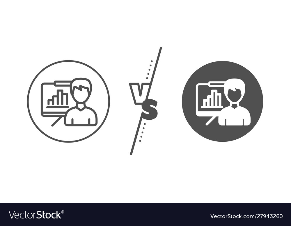 Presentation board line icon column graph sign Vector Image
