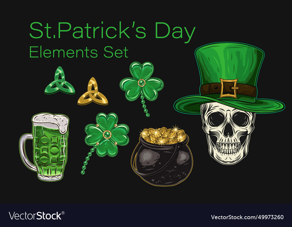 Set clip art of objects for st patricks day Vector Image