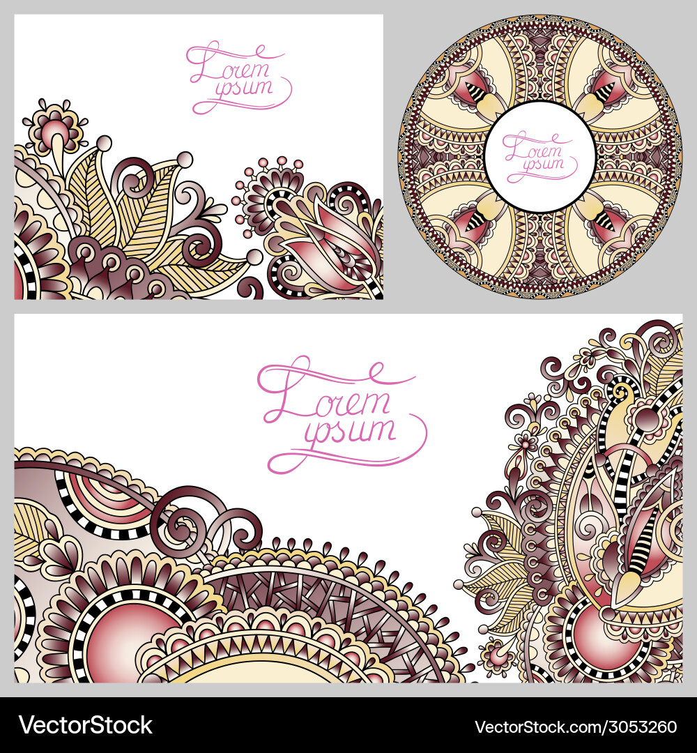 Set of floral decorative background template frame