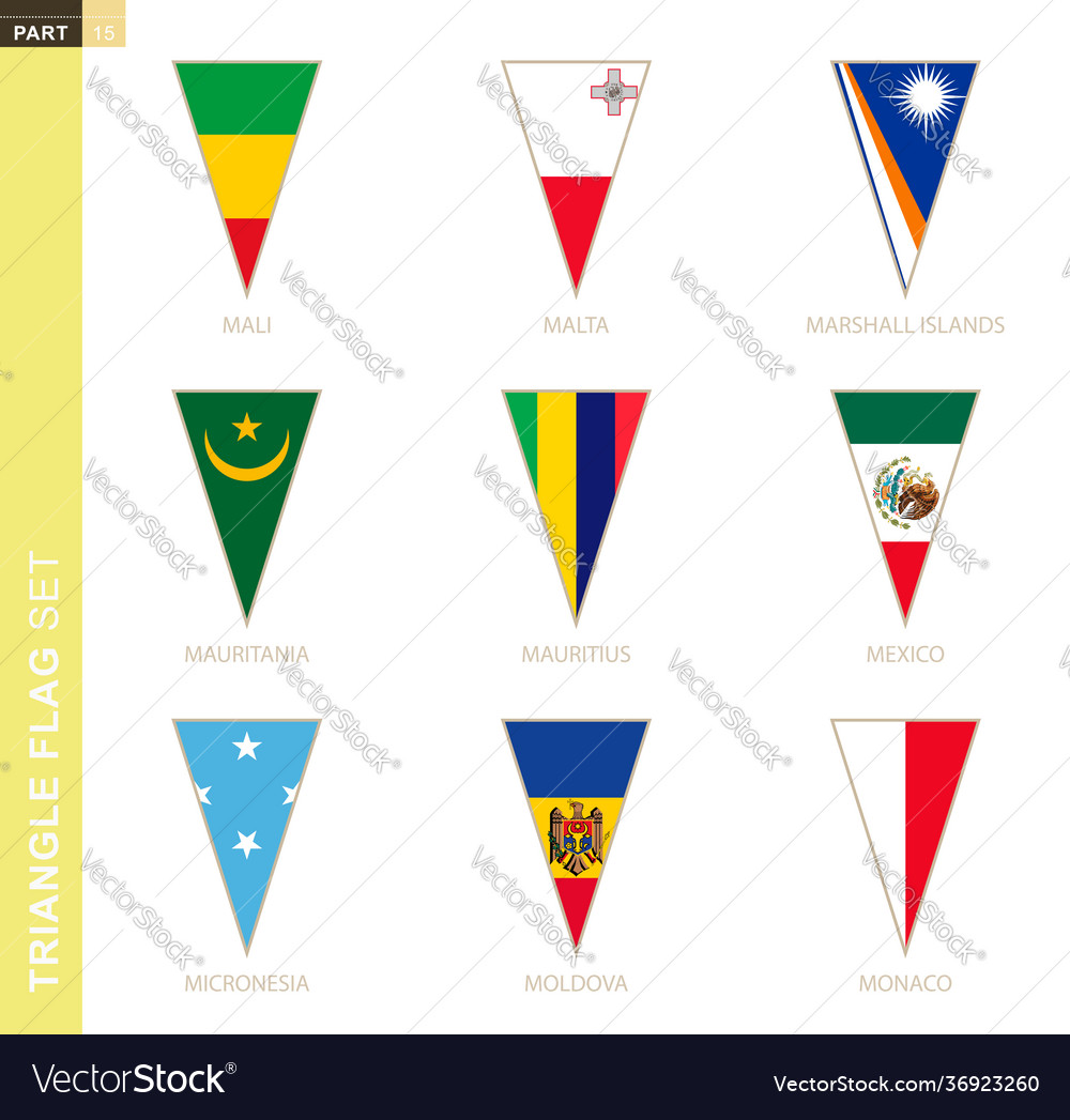 Triangle flag set stylized country flags Vector Image