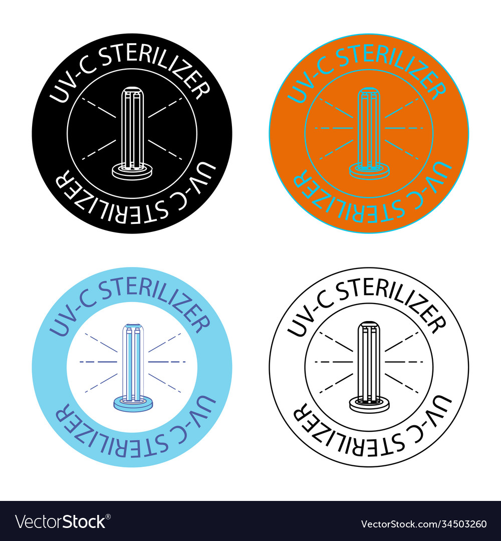 Uv-c sterilizer stamp uv light disinfection icons Vector Image