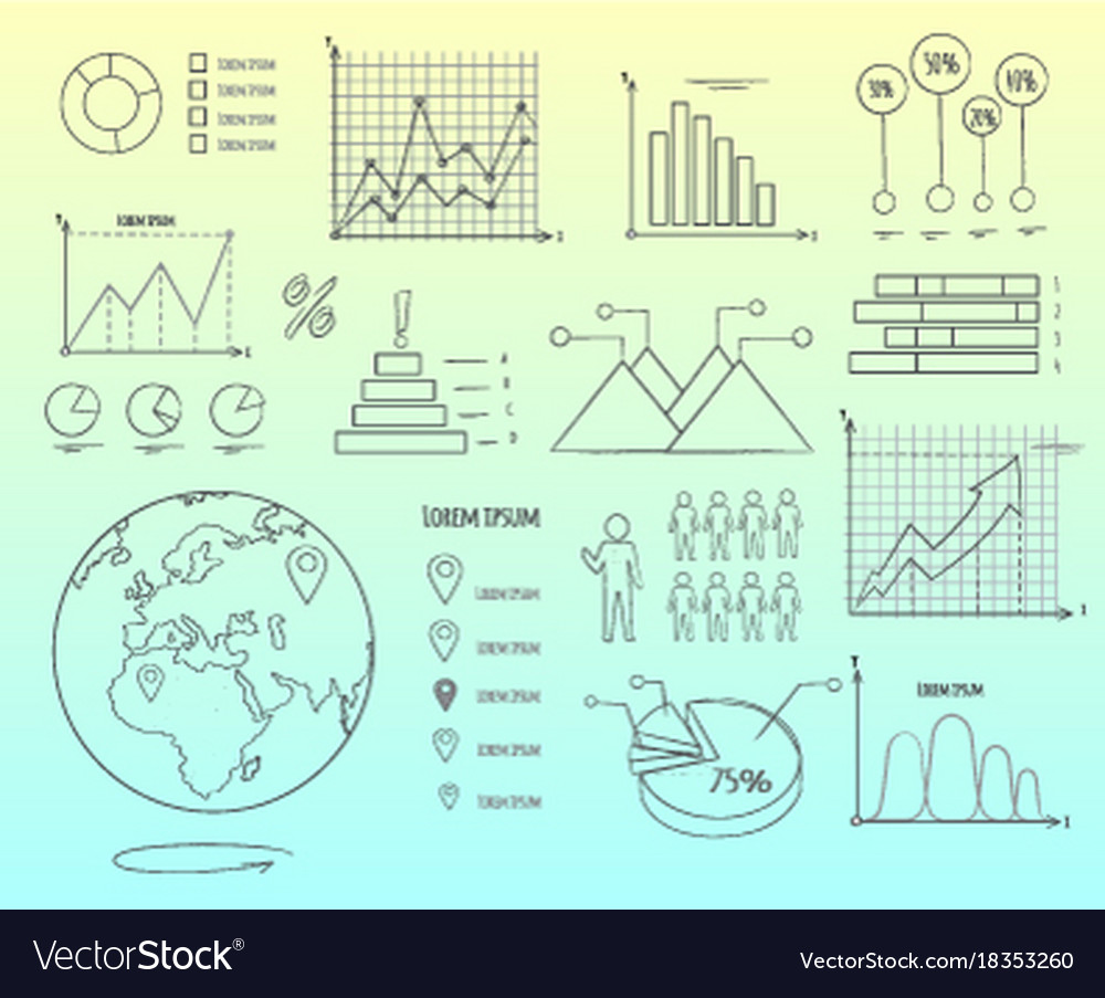 Visual representation of data in graphics outline Vector Image