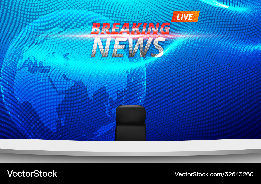 White table and chairs with breaking news Vector Image