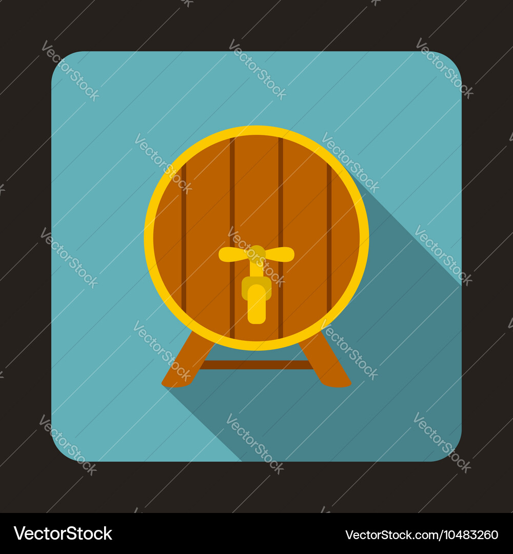 Wooden beer barrel icon flat style Royalty Free Vector Image
