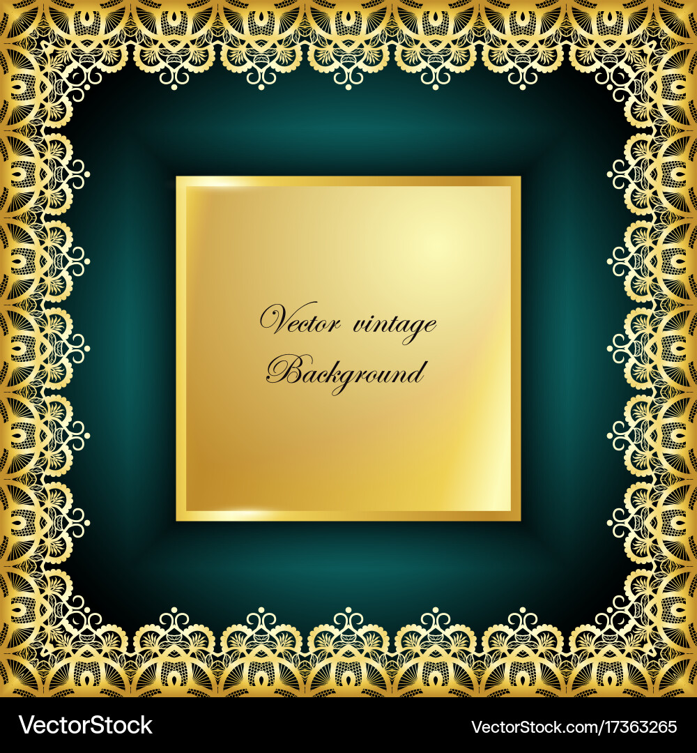 Abstract golden square lace frame with paper Vector Image