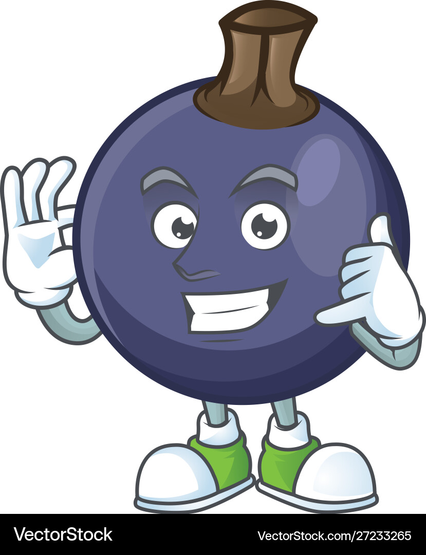 Call me blackcurrant cartoon mascot on white Vector Image