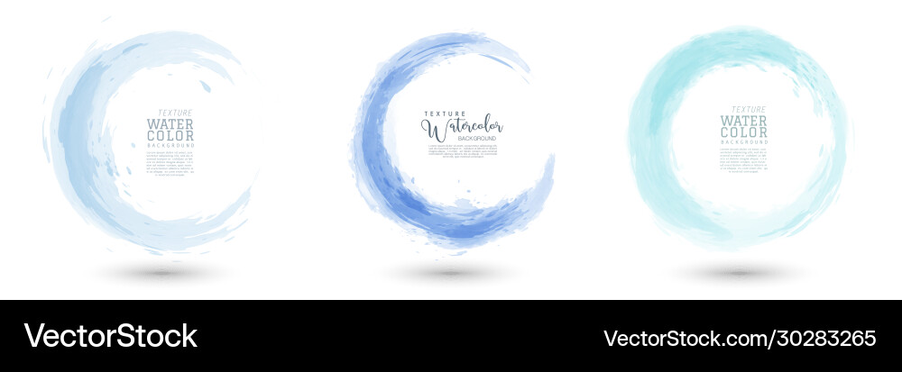 Circle splash with pastel blue watercolor set Vector Image