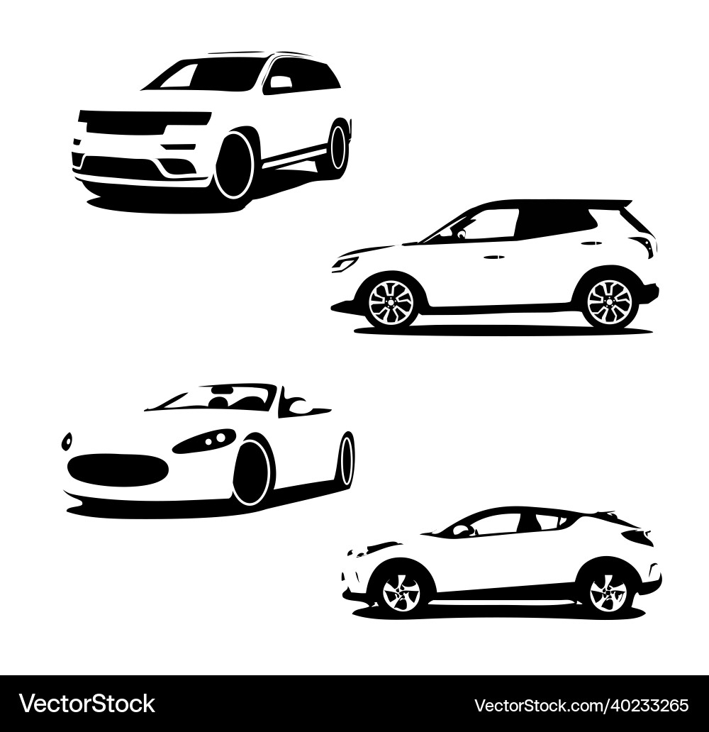 Collection of car silhouette Royalty Free Vector Image