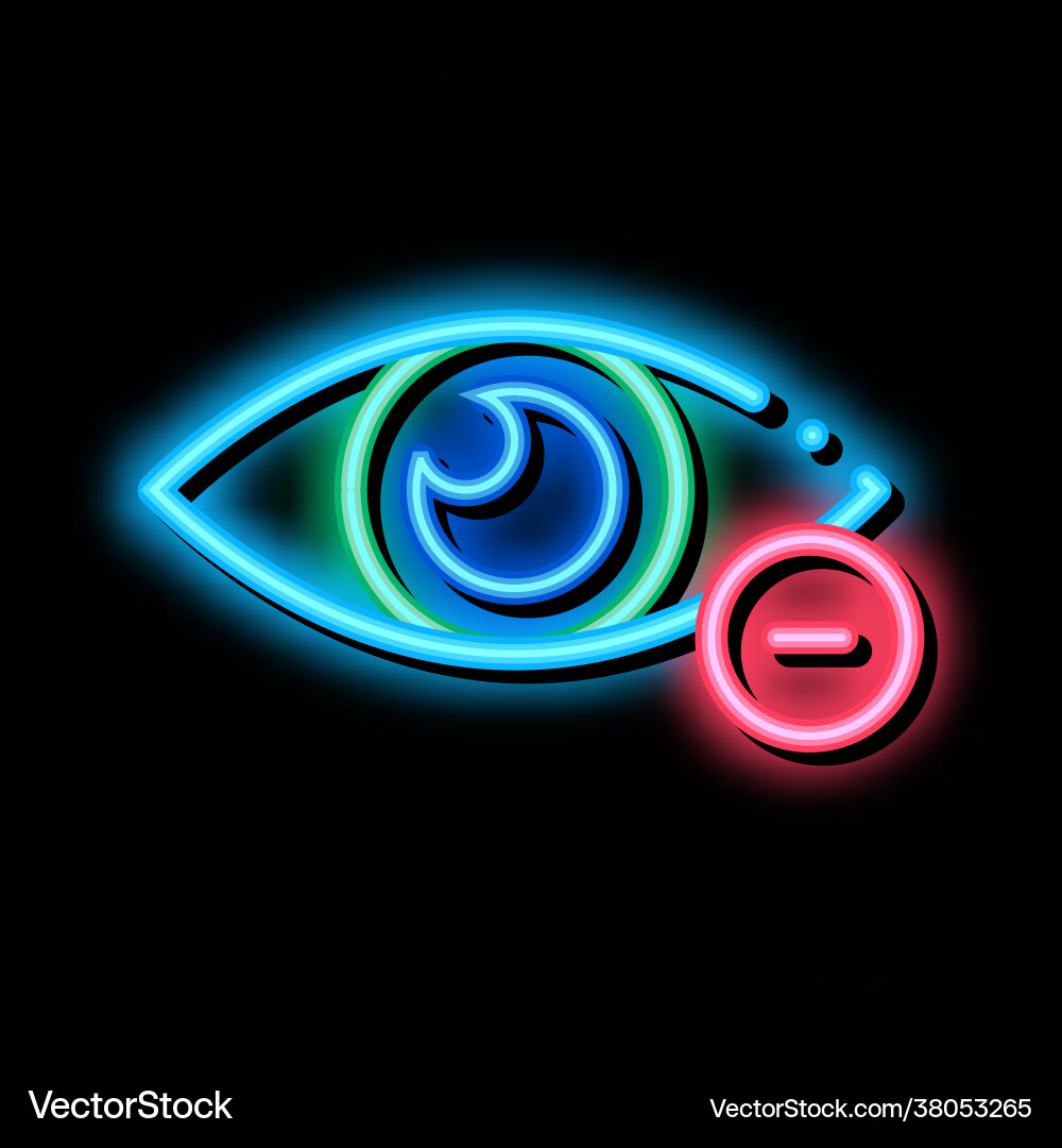 Diopter myopia eye vision neon glow icon Vector Image
