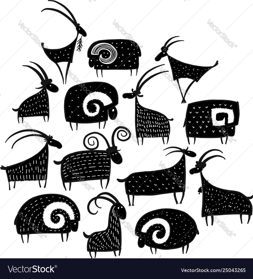 Goats and rams collection for your design Vector Image