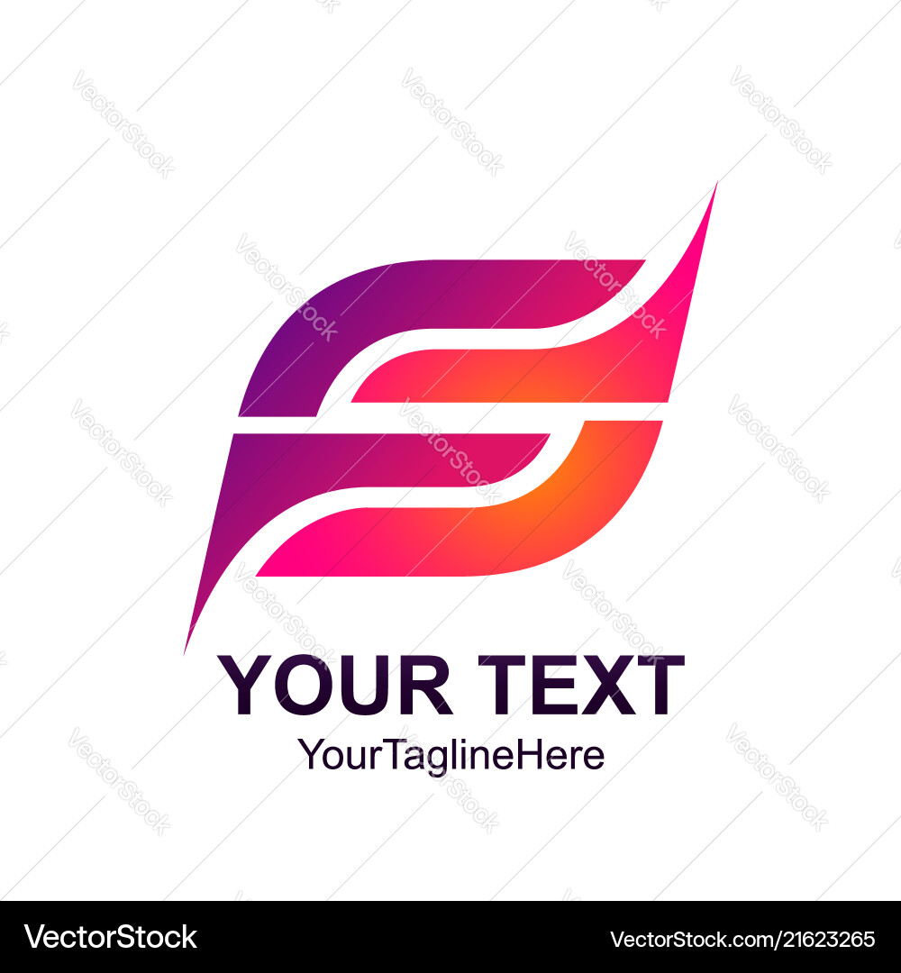 Initial letter f logo template colorful reflect Vector Image