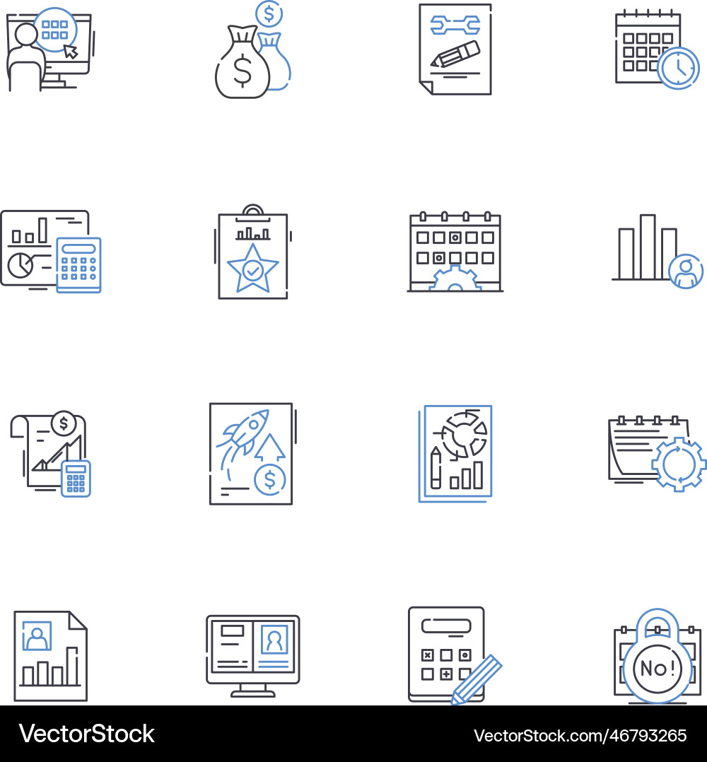Logbook - record line icons collection journal Vector Image