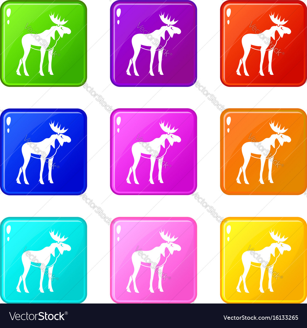 Moose set 9 Royalty Free Vector Image - VectorStock