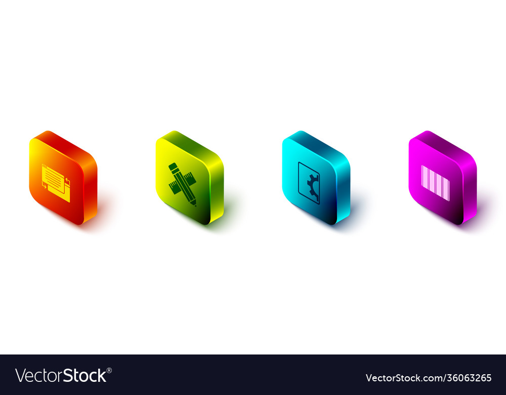 Set isometric ui or ux design crossed ruler Vector Image
