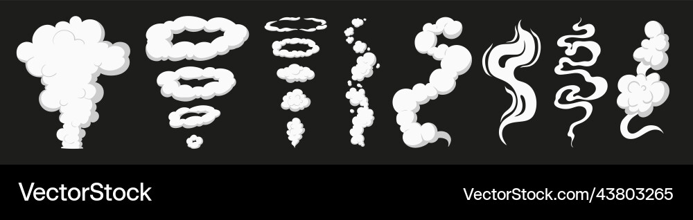 Smog smell collection puff smoke explosion Vector Image