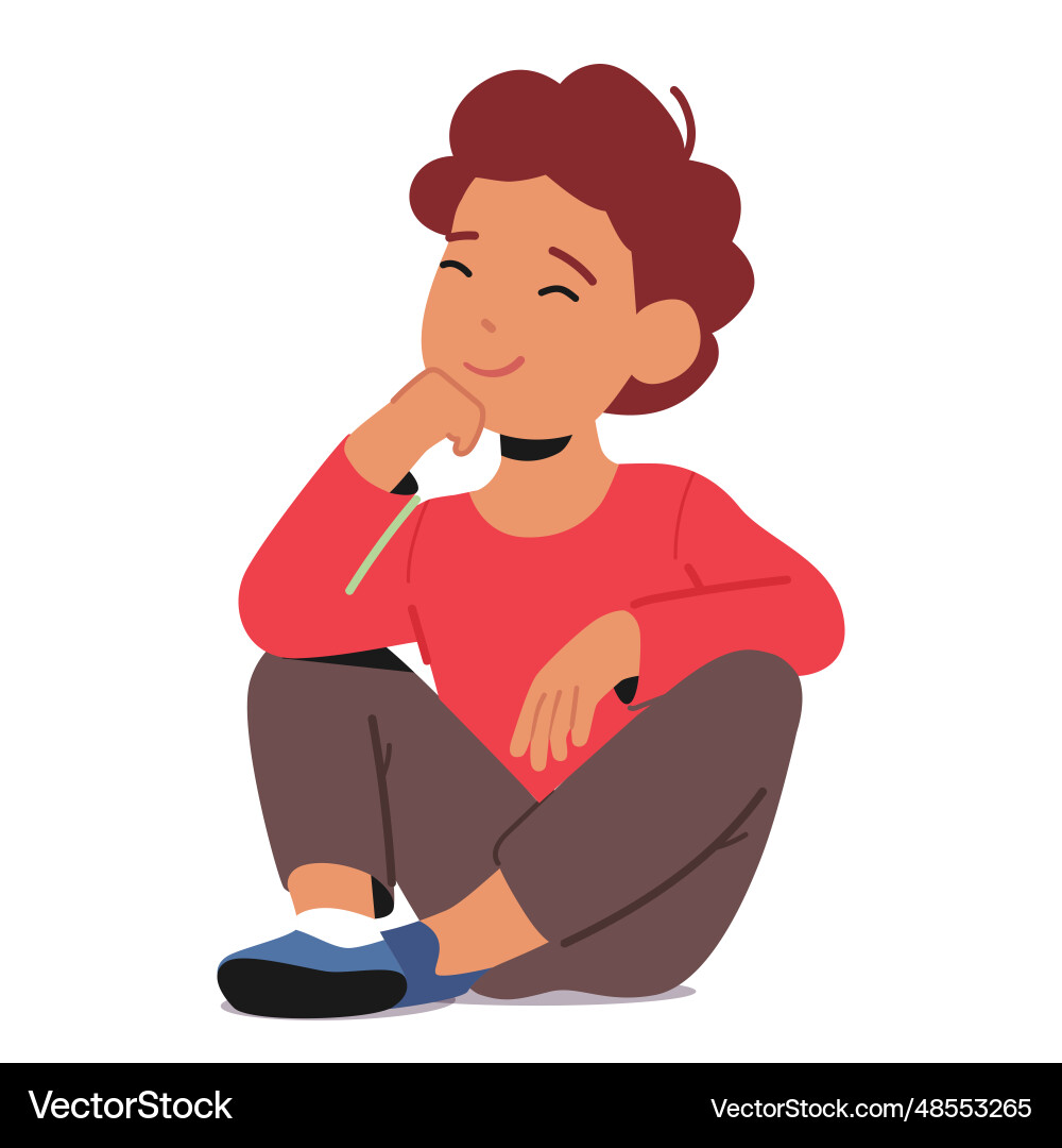 Young boy character sitting on the floor Vector Image