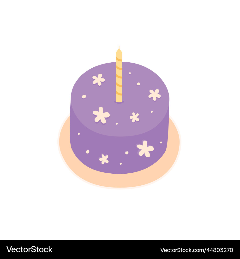 Birthday bento mini cake with celebration candle Vector Image
