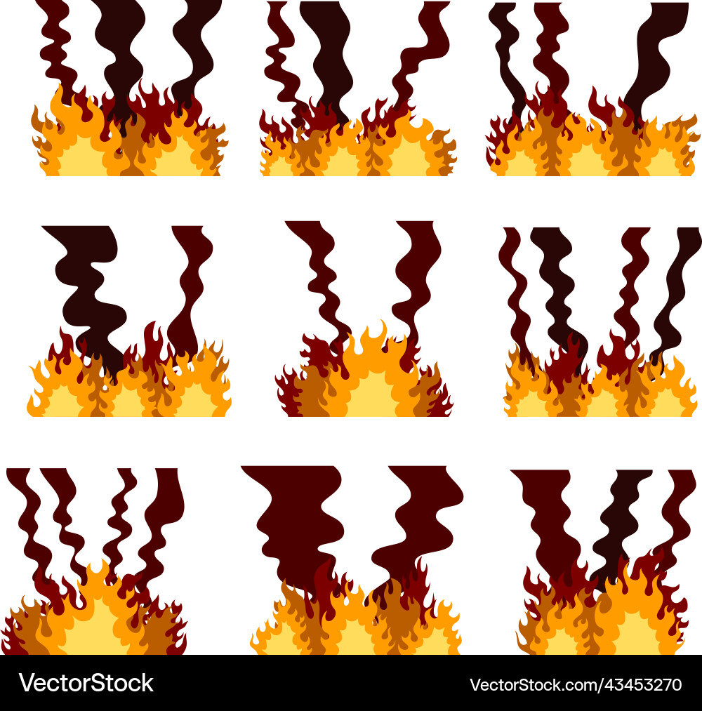 Burnt big fires that burns all over with Vector Image