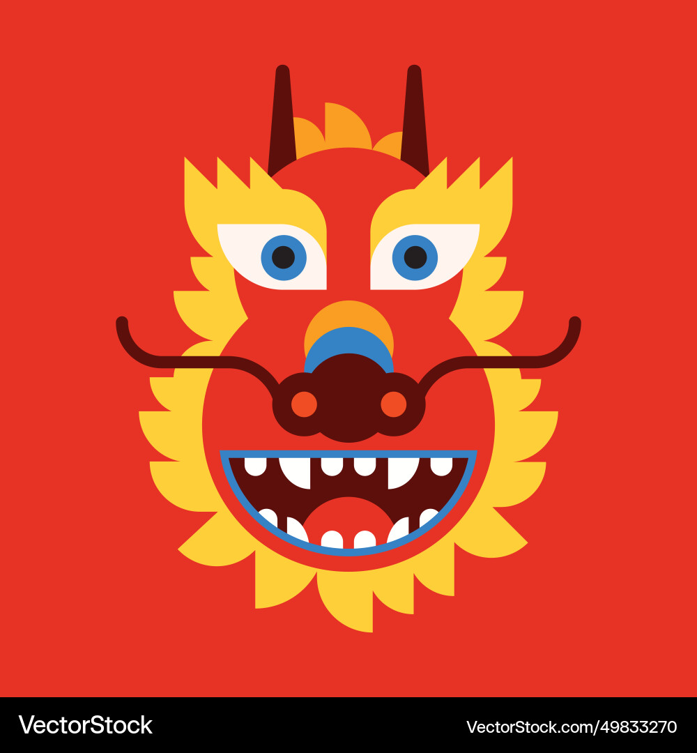 Cartoon chinese dragon head face Royalty Free Vector Image
