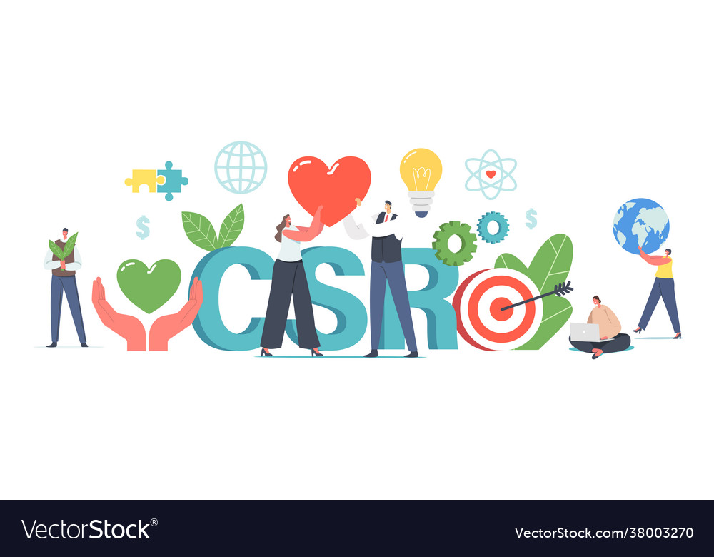 Csr corporate social responsibility with tiny Vector Image