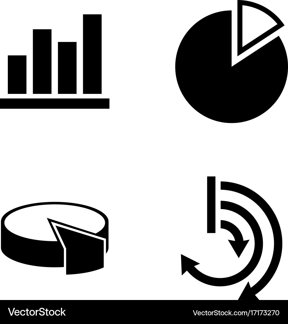 Diagram graphs simple related icons Royalty Free Vector