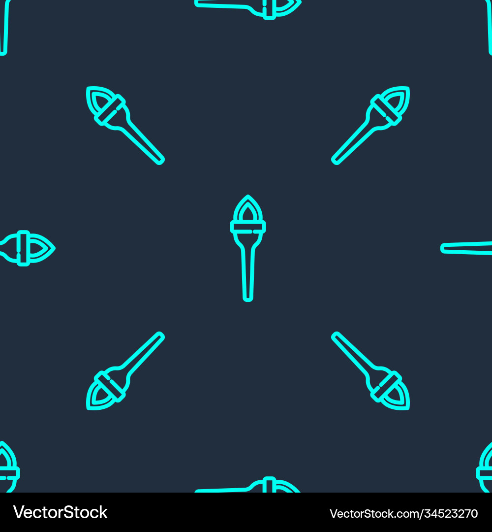 Green line torch flame icon isolated seamless Vector Image