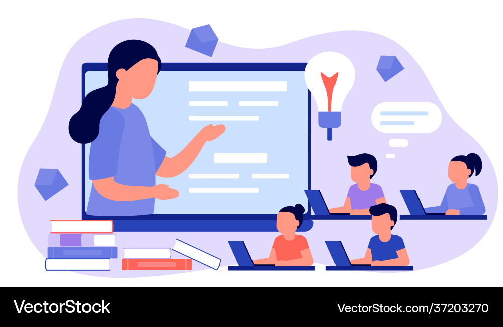 Learn from distance with teacher online Royalty Free Vector