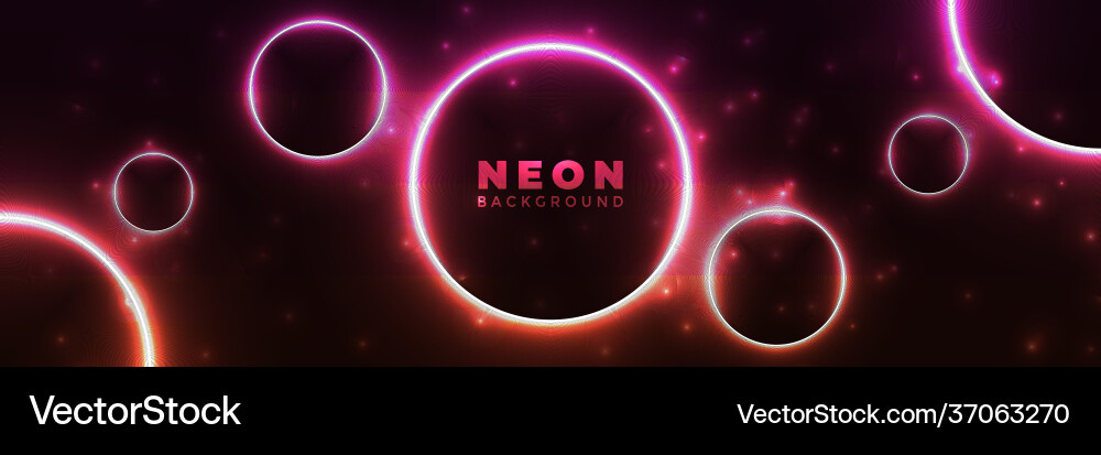 Neon background abstract glowing banner with blue Vector Image