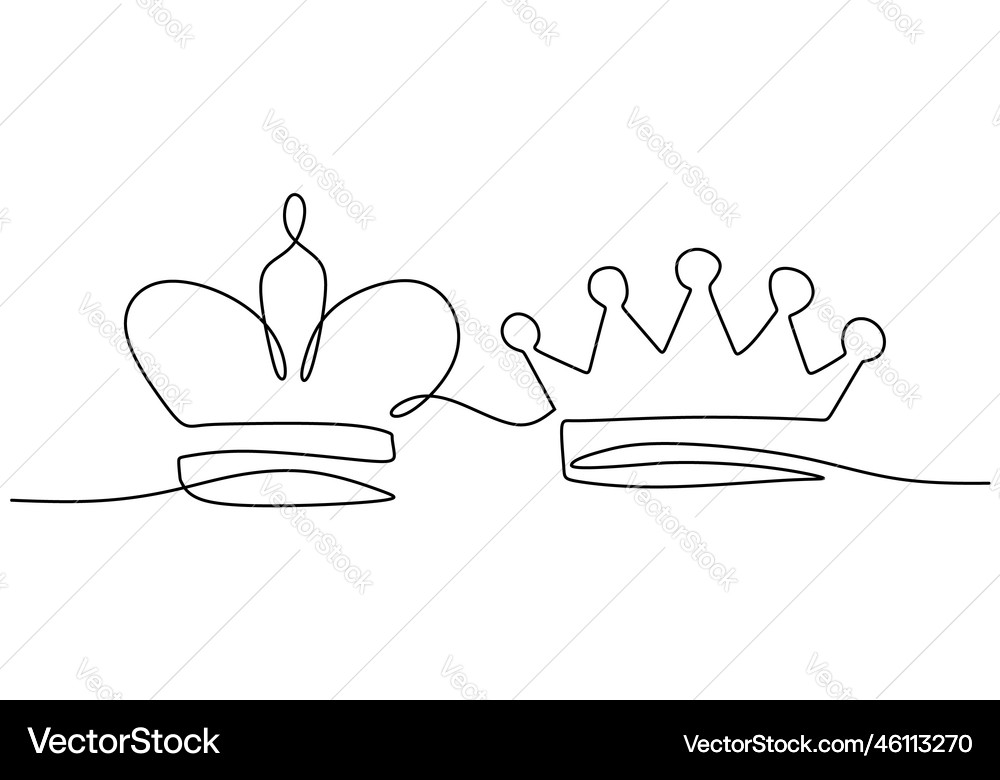 One continuous single line hand drawing of king Vector Image