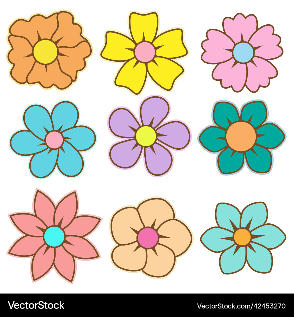 Paper flower stickers on white background Vector Image