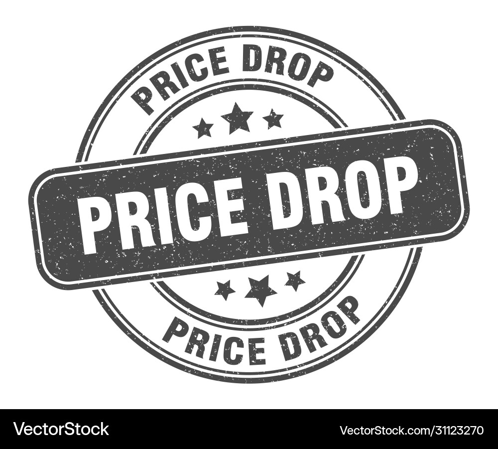 Price drop stamp label round grunge Royalty Free Vector