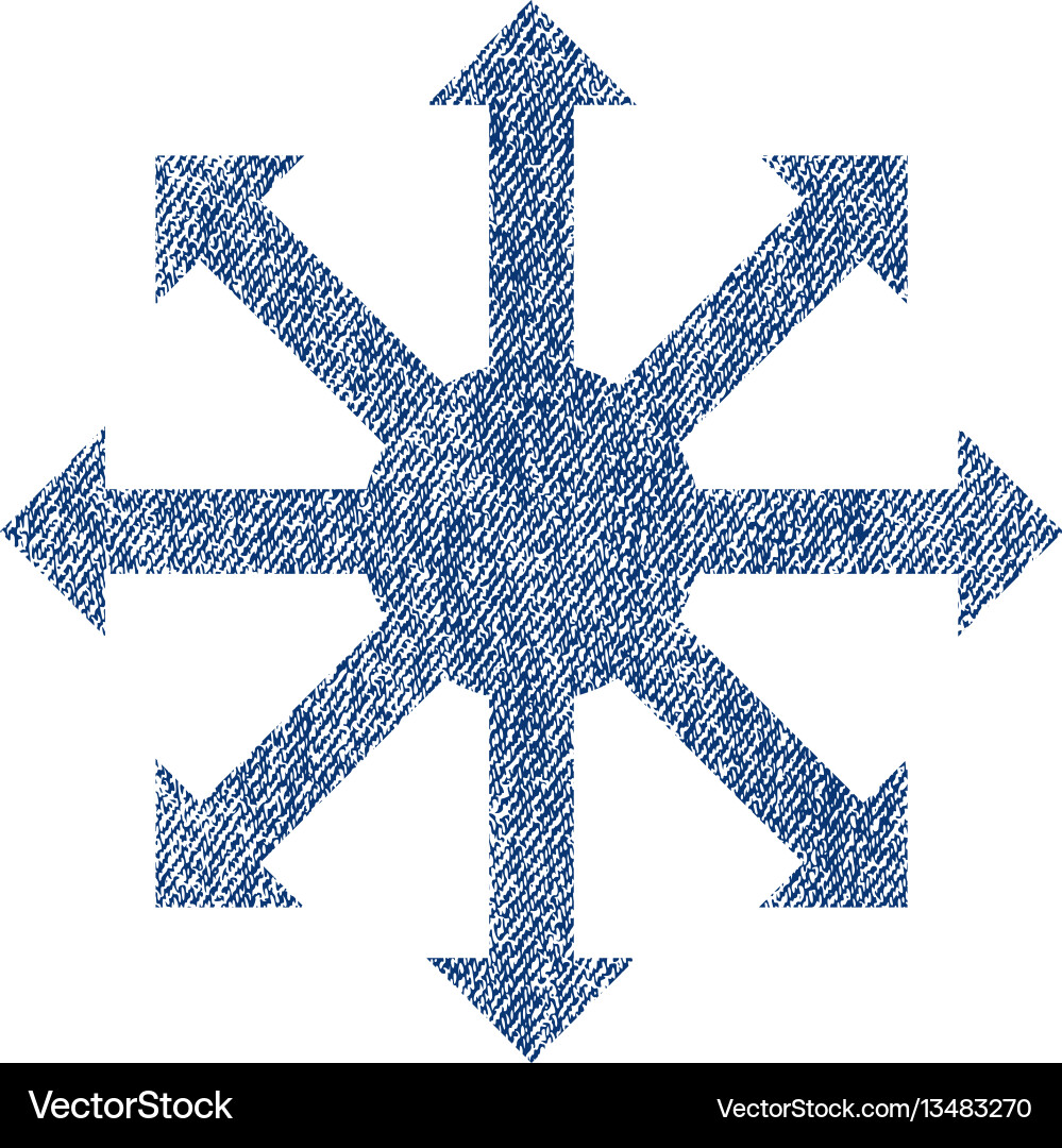 Radial arrows fabric textured icon Royalty Free Vector Image