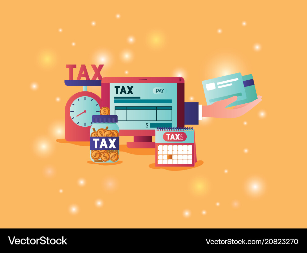 Tax time set icons Royalty Free Vector Image - VectorStock