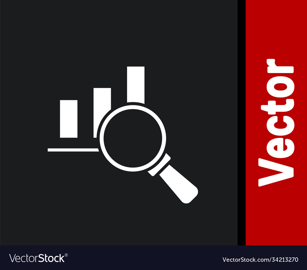 White magnifying glass and data analysis icon Vector Image