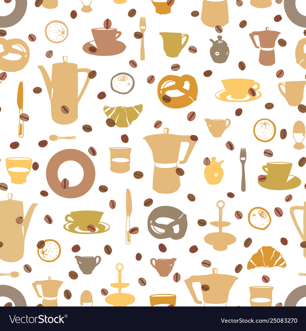 White pattern with breakfast table Royalty Free Vector Image