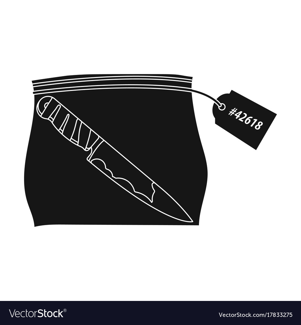 Bloodied knife in the package with a tag Vector Image Bloodied knife in the package with a tag Vector Image