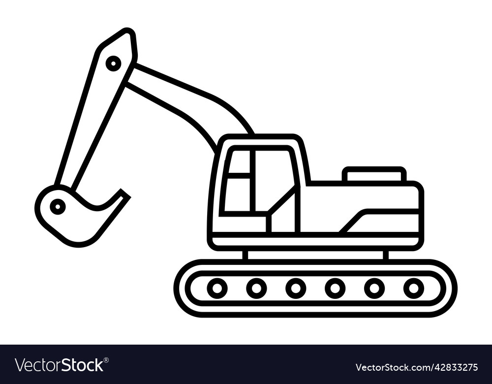 Construction equipment black icon excavator digs Vector Image