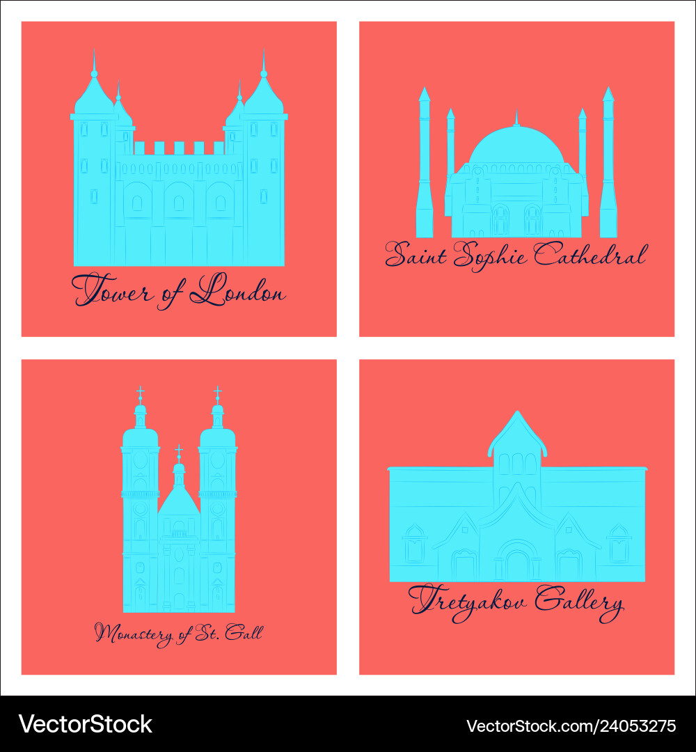 Famous place and monument around world Royalty Free Vector