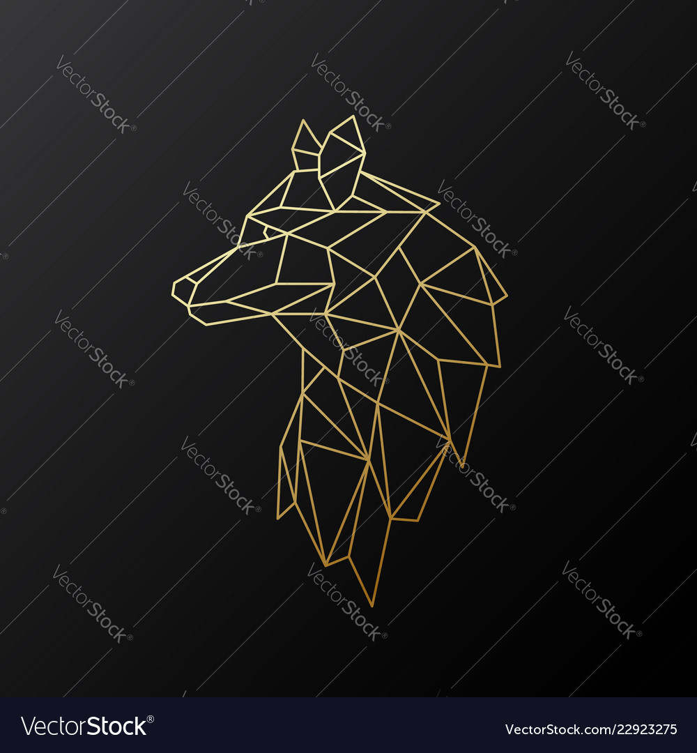 Golden polygonal wolf isolated Royalty Free Vector Image Golden polygonal wolf isolated Royalty Free Vector Image