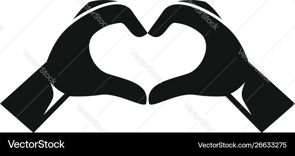 Hands heart sign icon simple style Royalty Free Vector Image