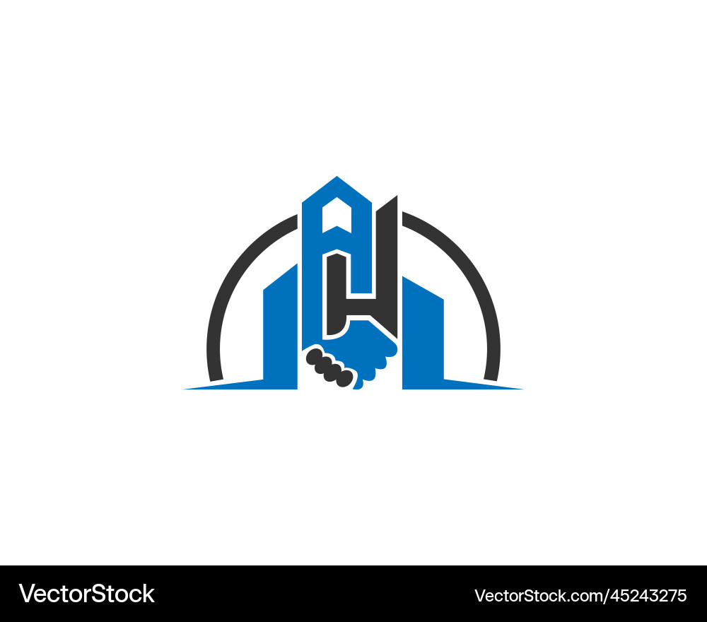 Letter ah handshake and modern building logo Vector Image