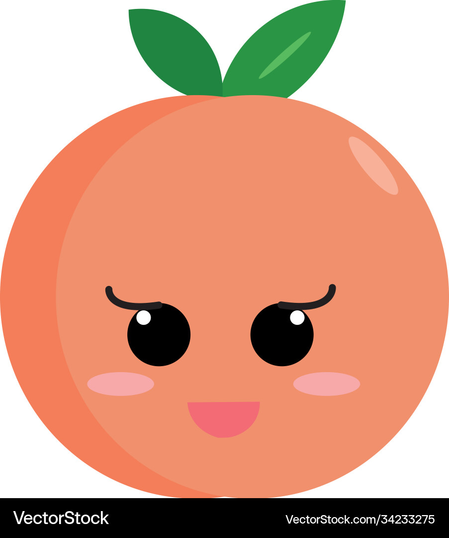 Peach with a cute smiling face in flat isolated Vector Image