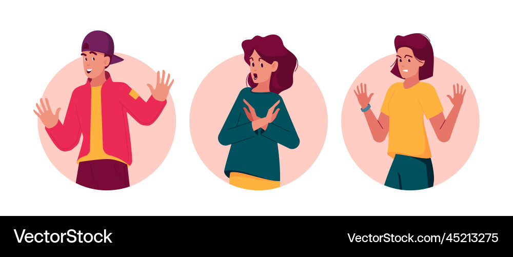 People refusal disagree feelings denial Royalty Free Vector